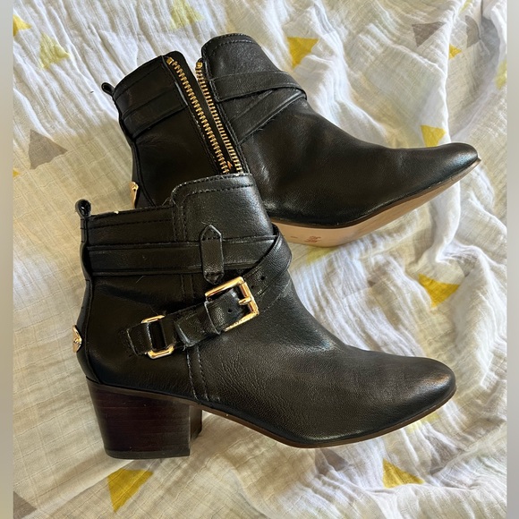 Coach | Shoes | Coach Womens Pauline Black Leather Ankle Booties Zip ...